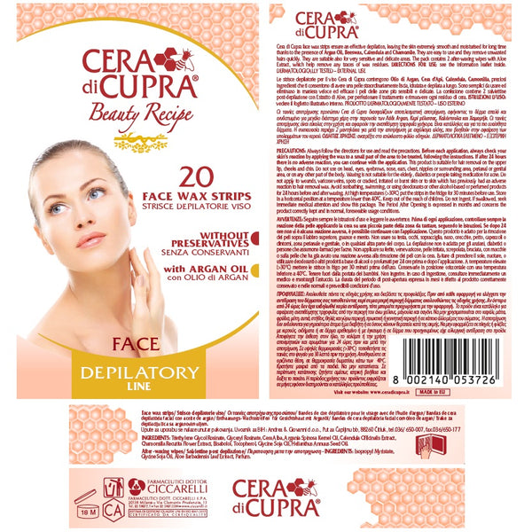 Cera di Cupra Face Wax Strips with Argan Oil (20 strips) – Hairhq.co.za